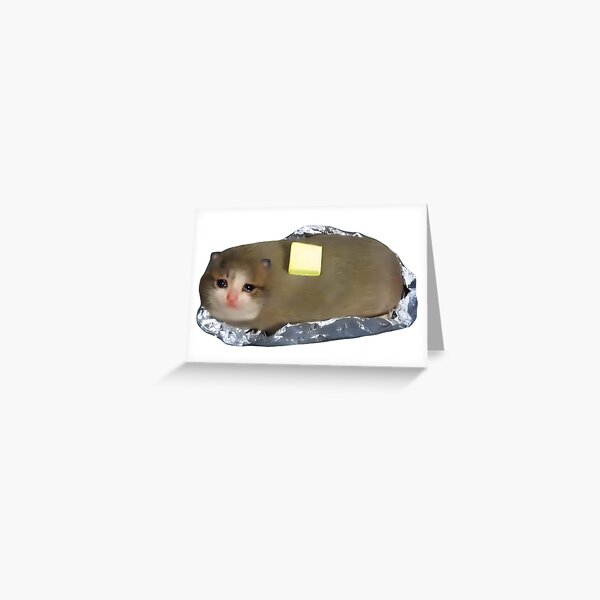 "Baked Sweet Potato Cat Cursed Crying with Butter Meme" Greeting Card ...