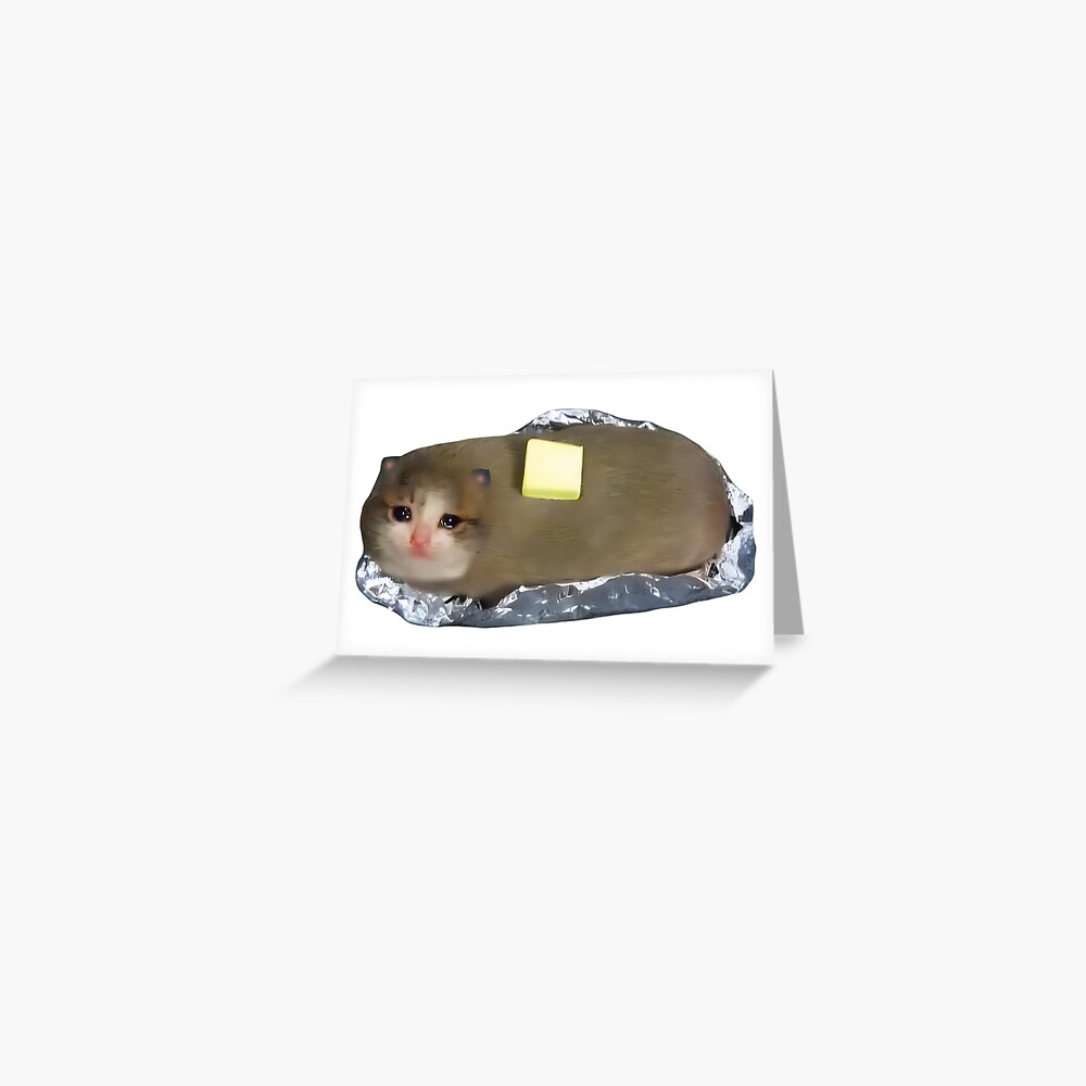 "Baked Sweet Potato Cat Cursed Crying with Butter Meme" Greeting Card ...