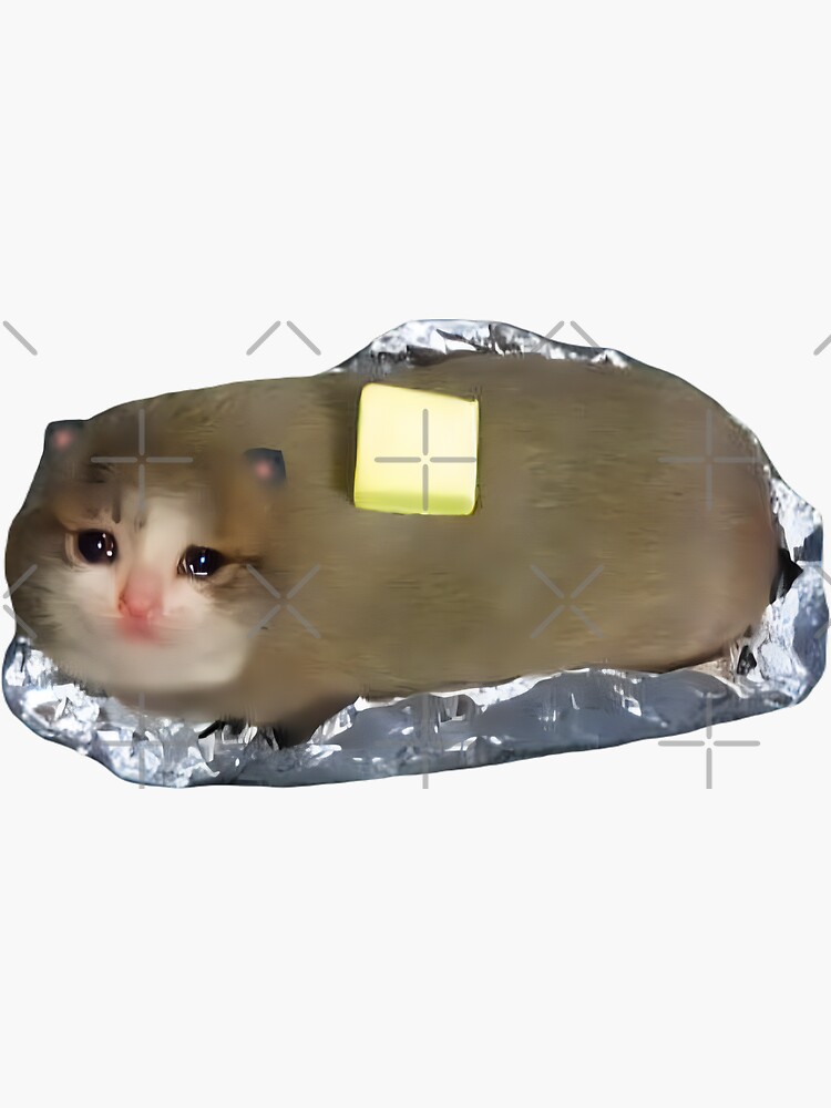 "Baked Sweet Potato Cat Cursed Crying with Butter Meme" Sticker for Sale by fomodesigns | Redbubble