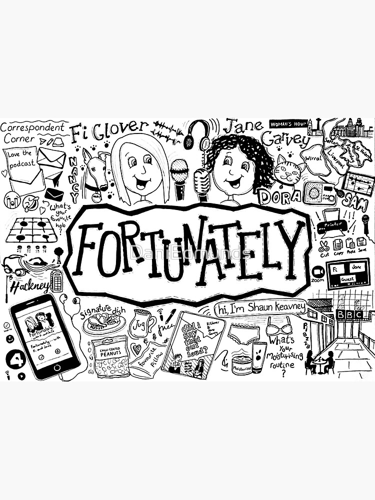 "Fortunately with Fi & Jane" Sticker for Sale by DaniEdmunds | Redbubble