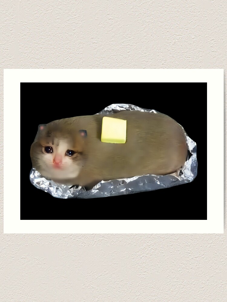 "Baked Potato Cursed Sad Butter Cat Crying Meme" Art Print for Sale by ...