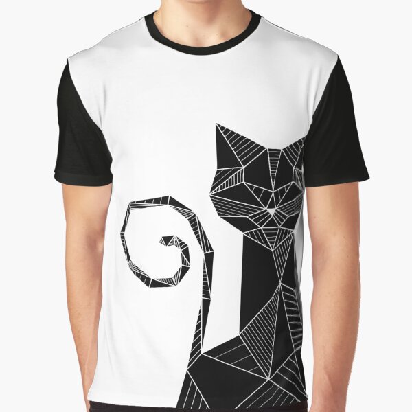 "Black Cat Geometric" Graphic T-Shirt for Sale by alcateiaart | Redbubble