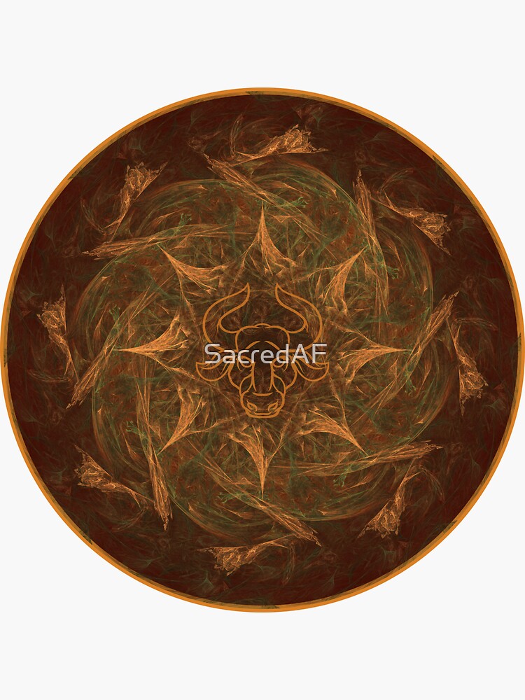 "Horoscope Symbol Taurus Orange on Red and Black Abstract Geometry ...