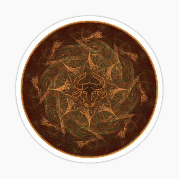 "Horoscope Symbol Taurus Orange on Red and Black Abstract Geometry ...