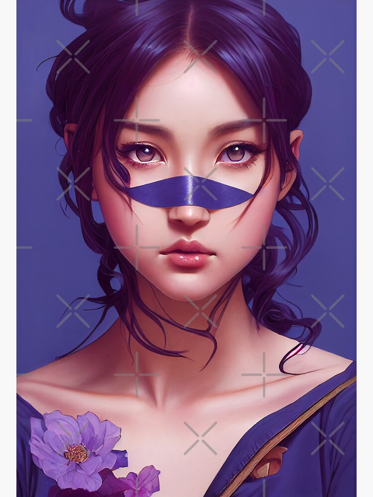 Purple Haired Woman With Tape On Her Nose Sticker For Sale By Osy003