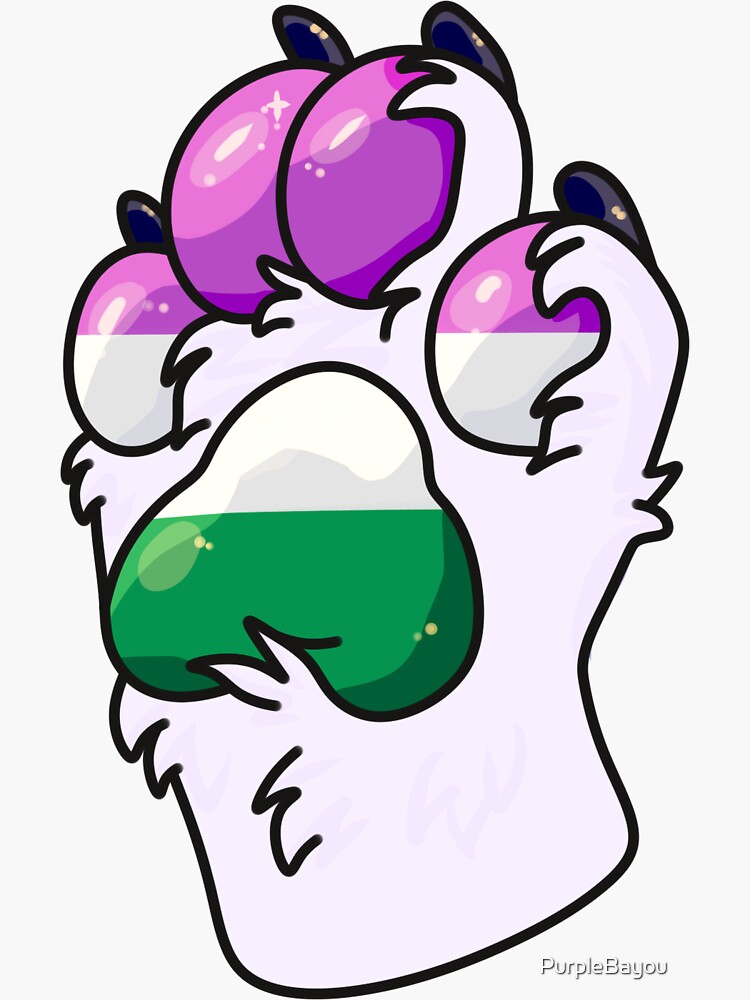 "Paw with Genderqueer flag" Sticker for Sale by PurpleBayou | Redbubble