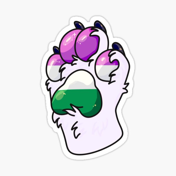 "Paw with Genderqueer flag" Sticker for Sale by PurpleBayou | Redbubble