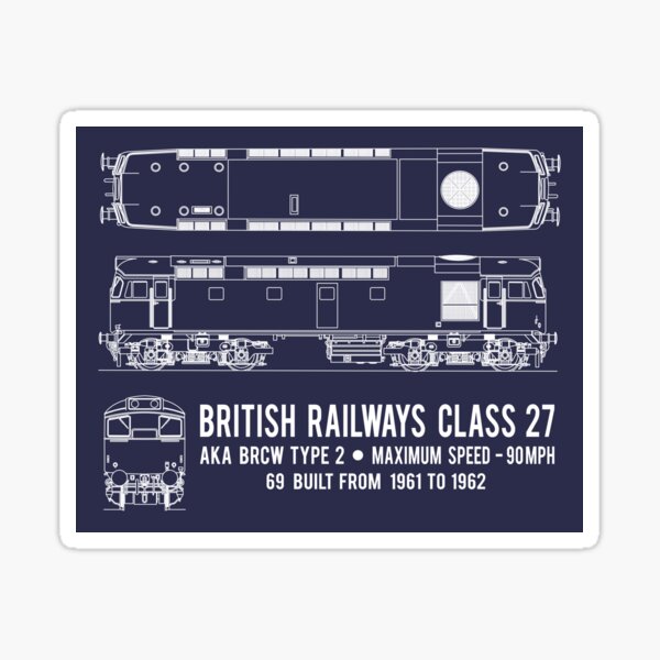 "British Railways Class 27 BRCW Type 2 Locomotive Diagram Gift" Sticker ...