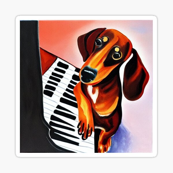 "cute dachshund playing piano" Sticker for Sale by GwendolynFrost ...