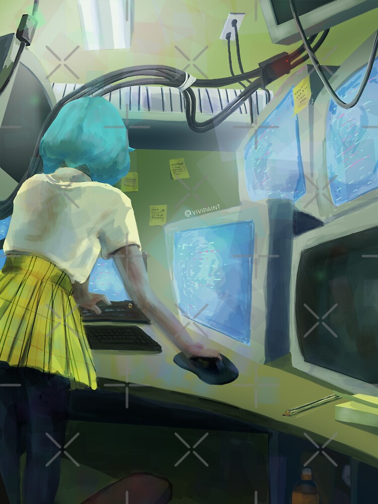 "Bell surrounded by computers" Sticker for Sale by Vivipaint | Redbubble