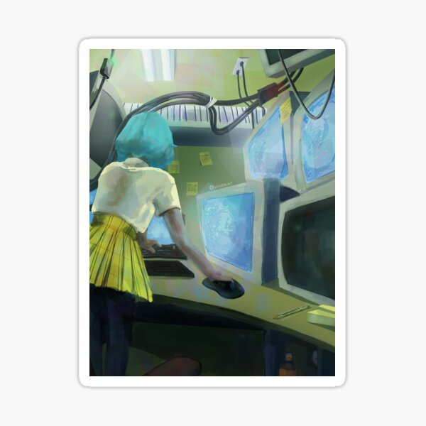 "Bell surrounded by computers" Sticker for Sale by Vivipaint | Redbubble