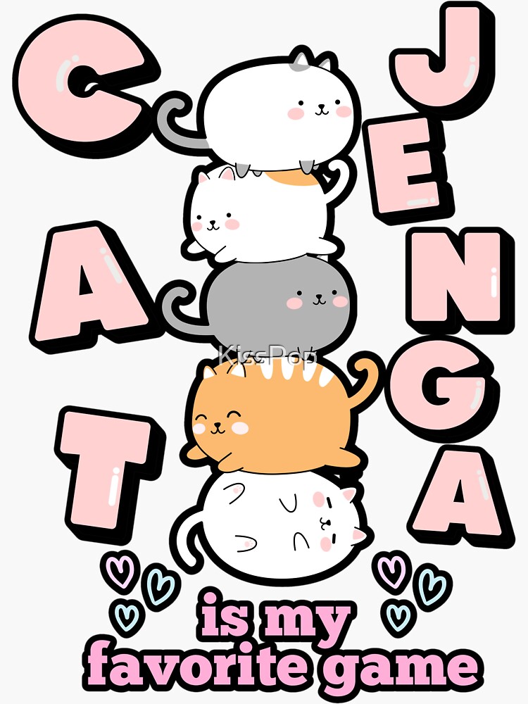 "Cat Jenga Cute Comic Stacking Game Of Playful Cats" Sticker for Sale ...