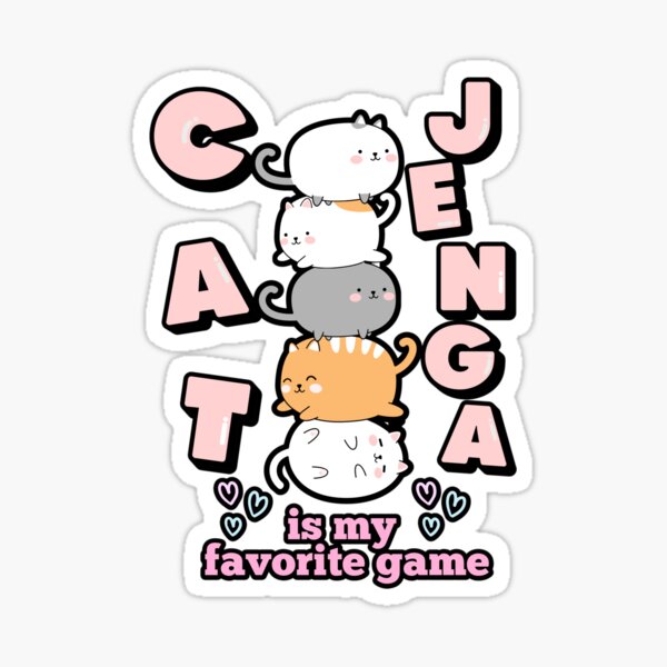 "Cat Jenga Cute Comic Stacking Game Of Playful Cats" Sticker for Sale ...