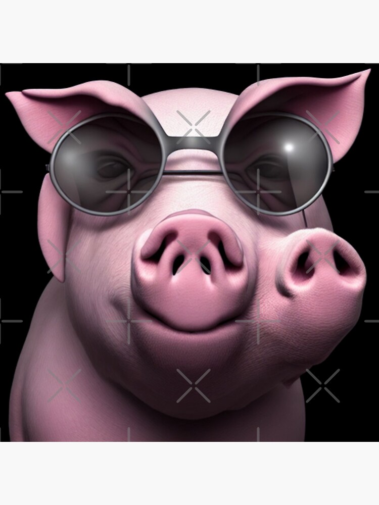 "creature,photorealistic scary pig with pierced nose and sunglasses 8k ...