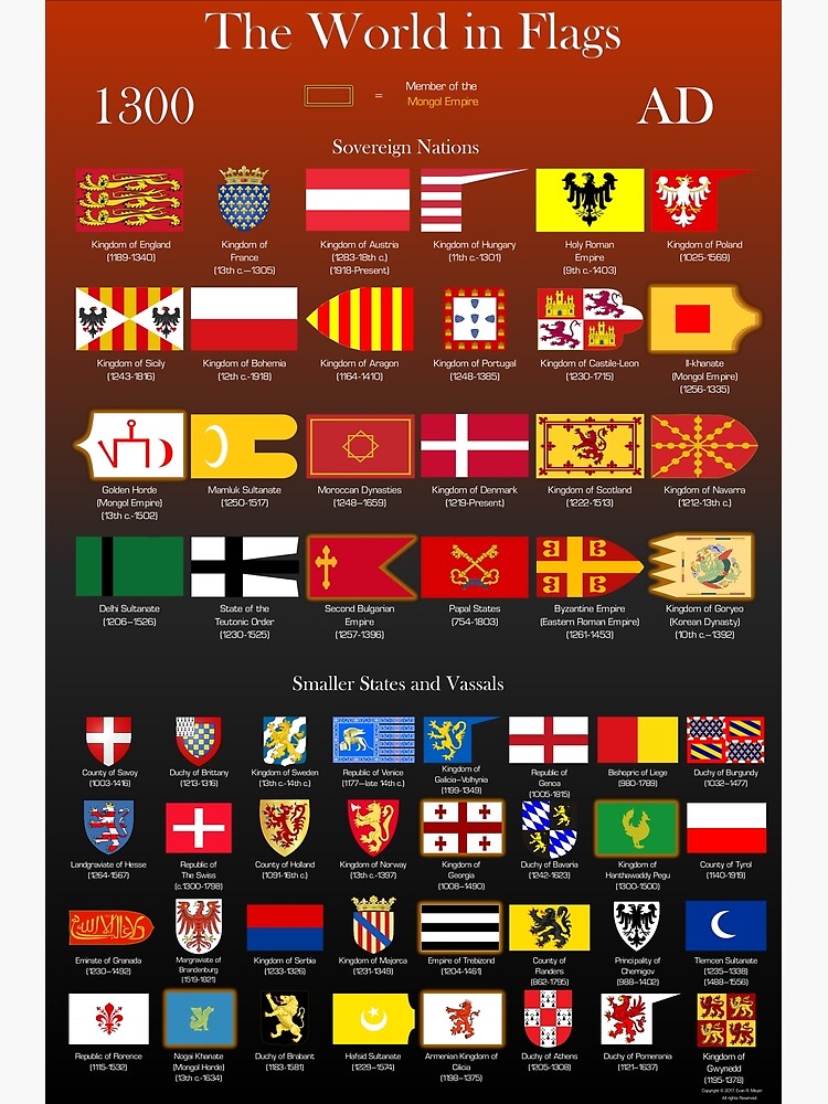 "1300 AD Flags of the World" Poster for Sale by BladeAsOne | Redbubble