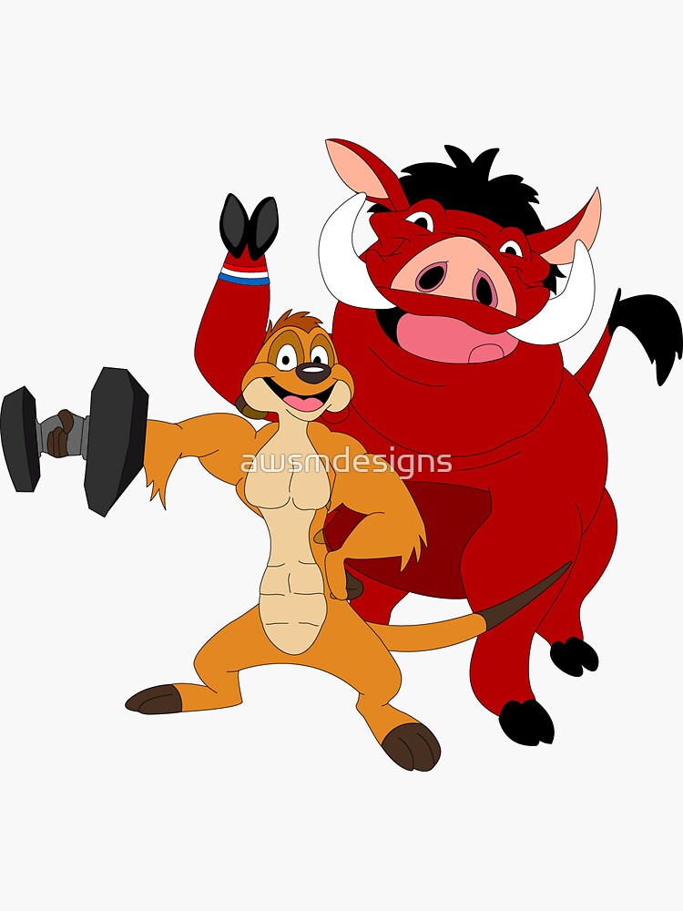 "BEAST MODE (Timon and Pumbaa)" Sticker by awsmdesigns | Redbubble