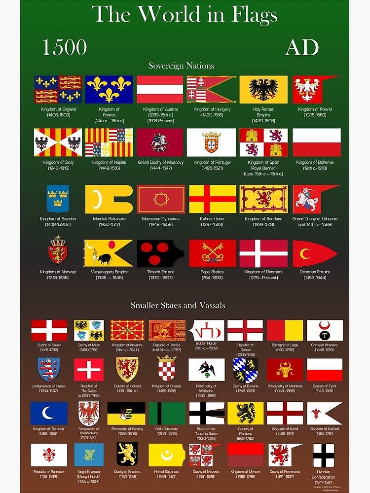 "1500 AD Flags of the World" Poster for Sale by BladeAsOne | Redbubble