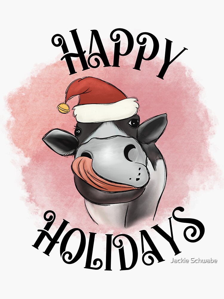 "Cow Says - Happy Holidays" Sticker for Sale by jschwabe | Redbubble