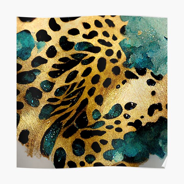"Teal and Gold Leopard Spots" Poster for Sale by curve-design | Redbubble