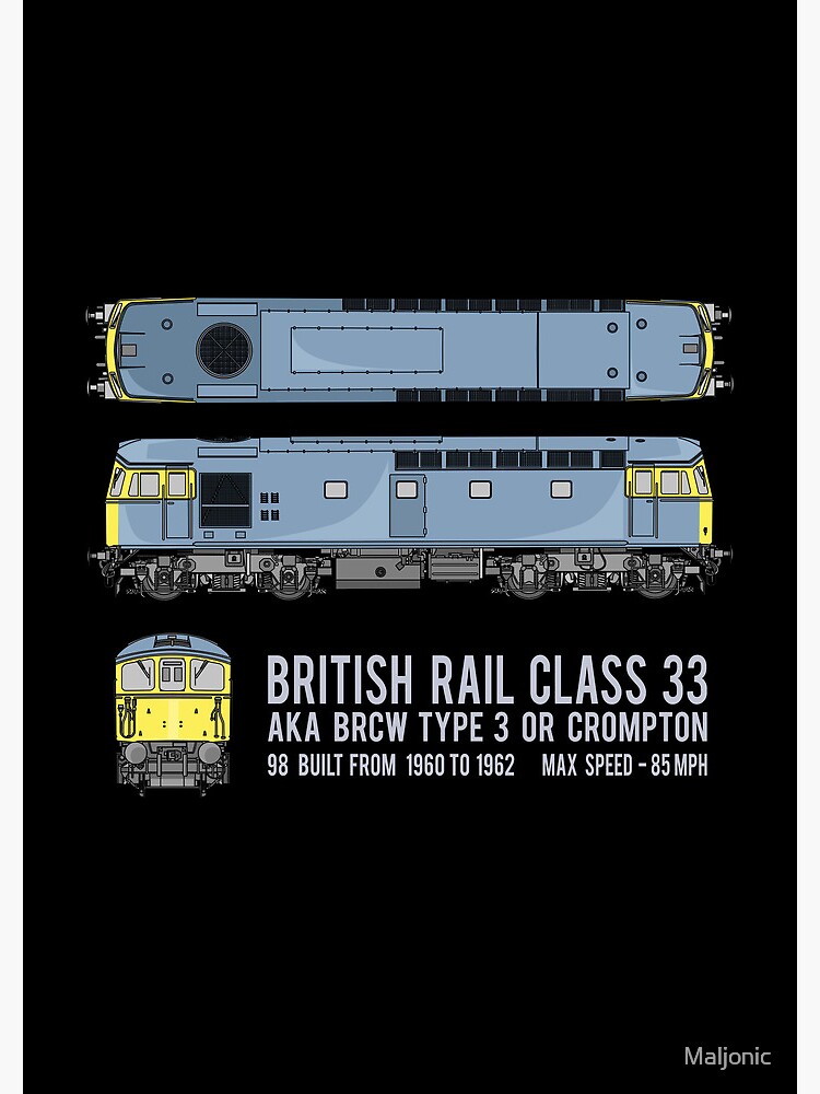 "British Rail Class 33 BRCW Type 3 Crompton Locomotive Diagram Gift ...