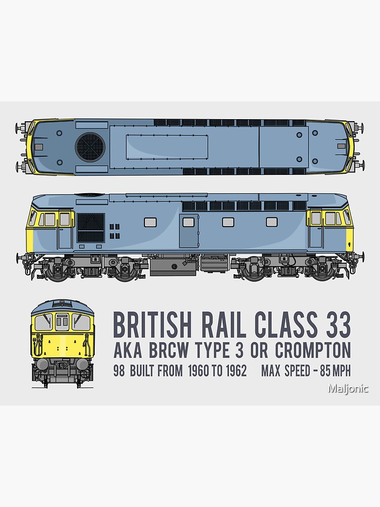 "British Rail Class 33 BRCW Type 3 Crompton Locomotive Diagram Gift ...