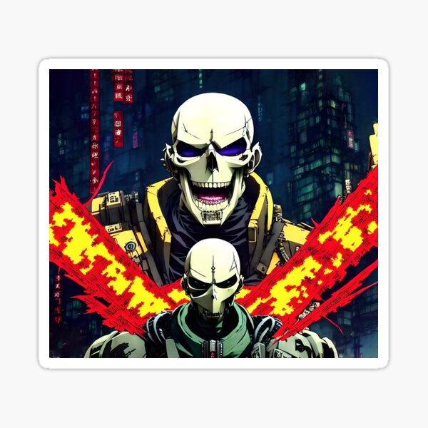 "Cyberpunk Skull Head Guys, Metropolis Background, Comic Artstyle ...