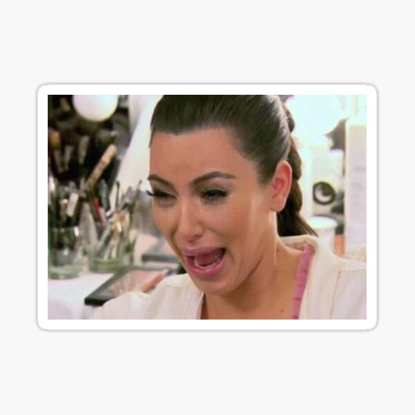 "kim k crying face" Sticker for Sale by 23poetic | Redbubble