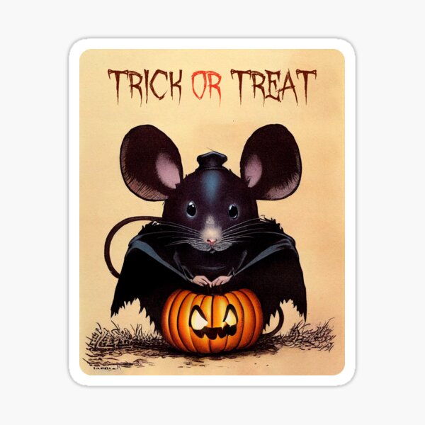 "Cute and Spooky Halloween Themed Mouse Trick or Treat Sticker" Sticker ...