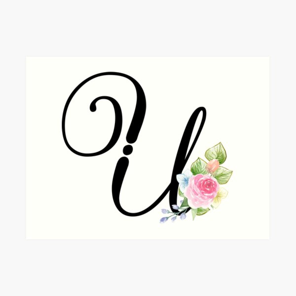 "Floral Monogram Fancy Script Letter U" Art Print by Grafixmom | Redbubble