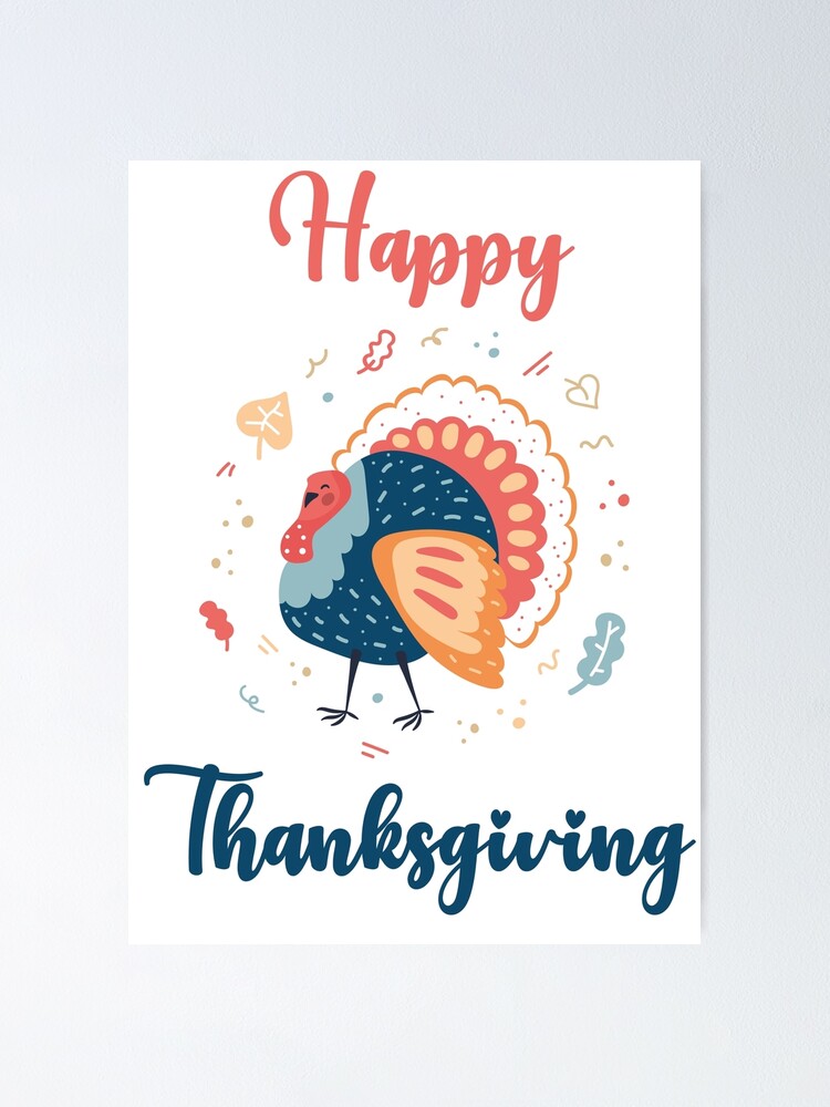 "Happy Thanksgiving Cute Thanksgiving Day Aesthetic Colorful Turkey ...