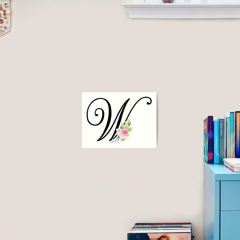 "Floral Monogram Fancy Script Letter W" Art Print by Grafixmom | Redbubble