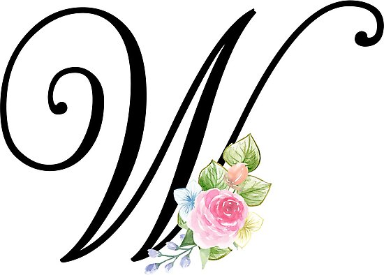 "Floral Monogram Fancy Script Letter W" Photographic Print by Grafixmom ...