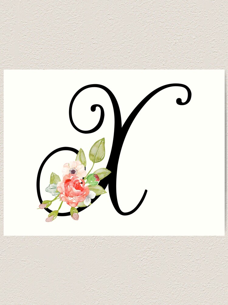 "Floral Monogram Fancy Script Letter X" Art Print for Sale by Grafixmom ...