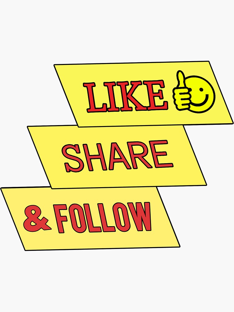 "Like share follow icon image" Sticker for Sale by Trilala | Redbubble