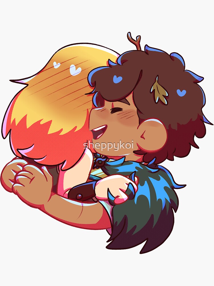 "Flustered Sashanne Hug" Sticker for Sale by sheppykoi | Redbubble