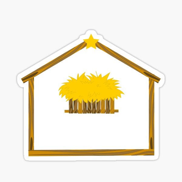 "African Nativity: Stable Frame with Star and Manger with Hay" Sticker ...