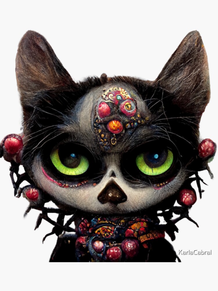 "DAY OF THE DEAD, SUGAR SKULL, SUGAR SKULL, ZOMBIE CAT SKULL, CAT ...