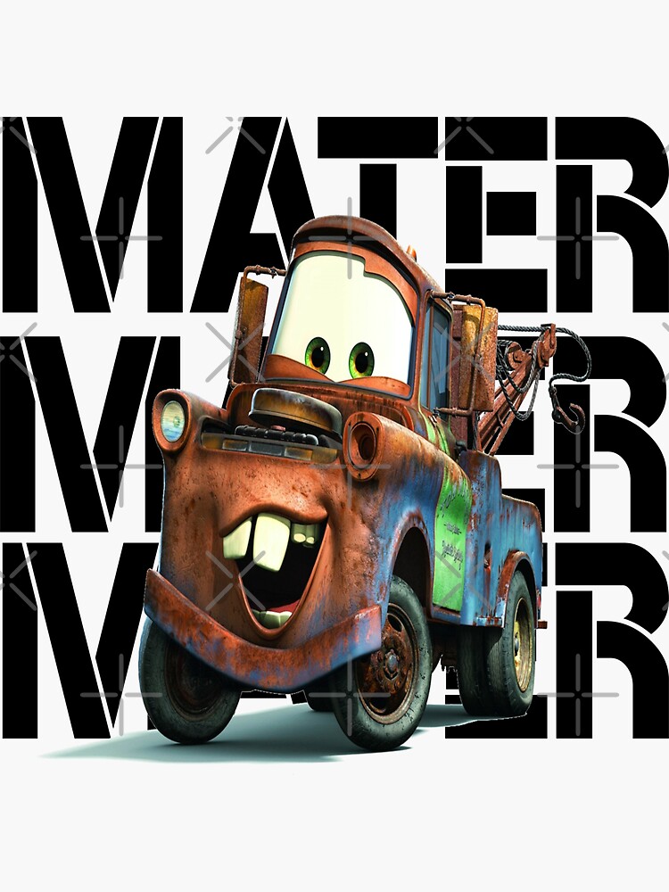 Pegatina «MATER MATER MATER divertidos coches de dibujos animados» de shirtmate | Redbubble