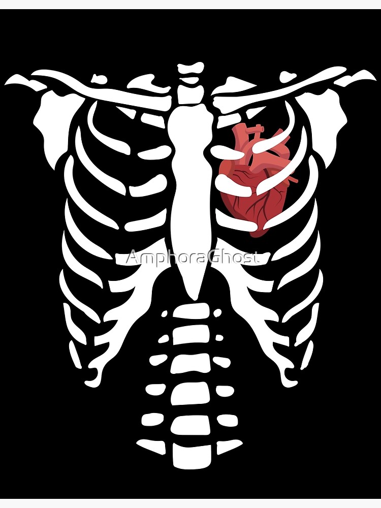 "Skeleton Rib Cage with Heart Halloween Cool" Poster for Sale by ...