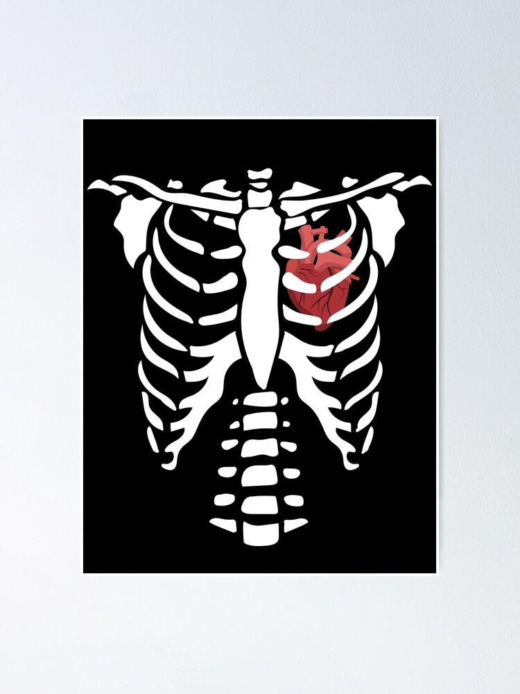 "Skeleton Rib Cage with Heart Halloween Cool" Poster for Sale by ...