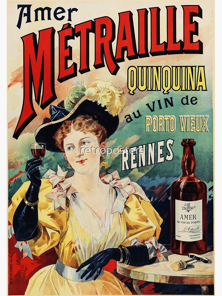 "AMER METRAILLE QUINQUINA Old French Liqueur Poster Advertising" Poster ...