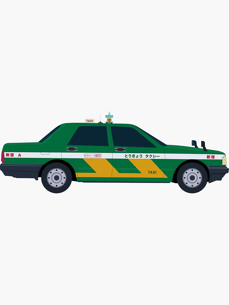 "Japanese Taxi (Tokyo) Green Artwork " Sticker for Sale by JonesyDave ...