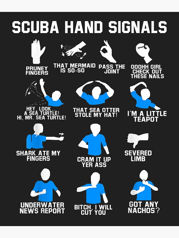 Scuba Hand Signals Diver Hand Sign Funny Premium Matte Vertical Poster ...