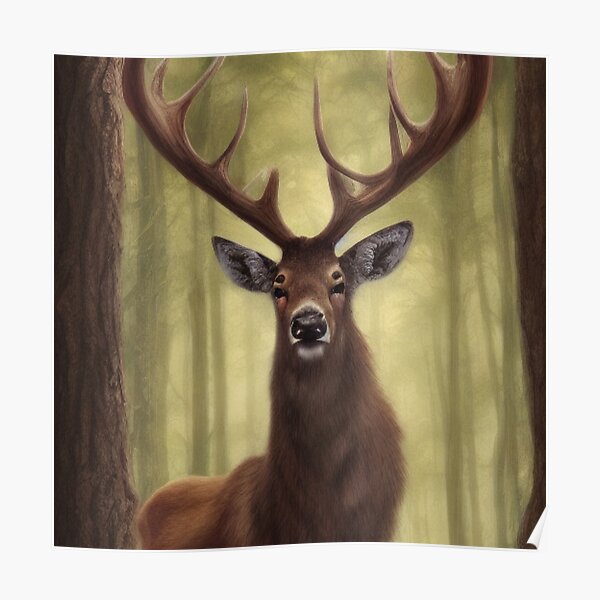 "Stag in the woods" Poster for Sale by ArtySaxon | Redbubble