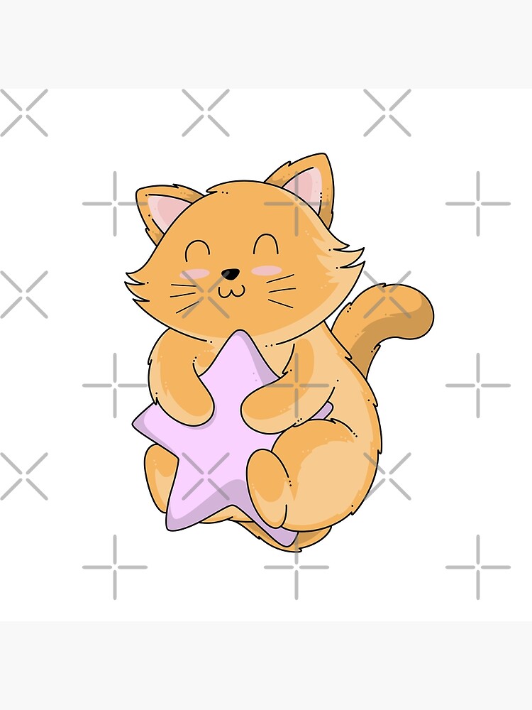 "Cute Cat Holding Star" Poster for Sale by GoKuCreative | Redbubble