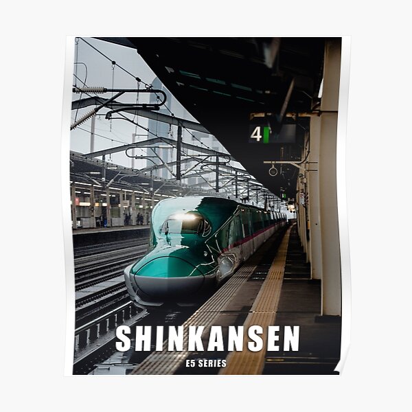 "Japanese Shinkansen Bullet Train, E5 Series Graphic " Poster for Sale ...