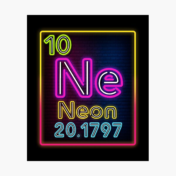Lámina fotográfica «Elemento de neón de la tabla periódica de química ...