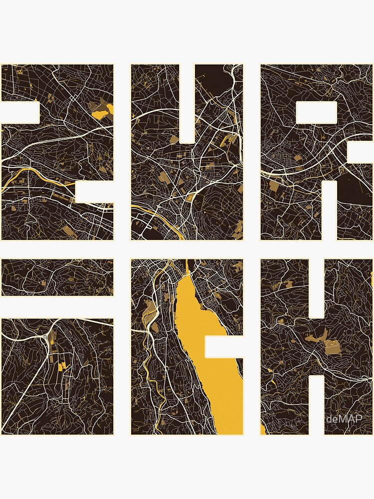 "Zurich City Map of Switzerland - Pastel" Sticker for Sale by deMAP ...