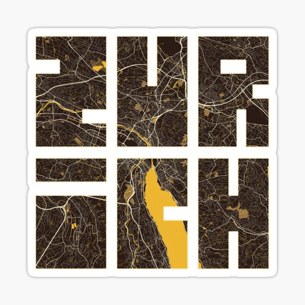 "Zurich City Map of Switzerland - Pastel" Sticker for Sale by deMAP ...