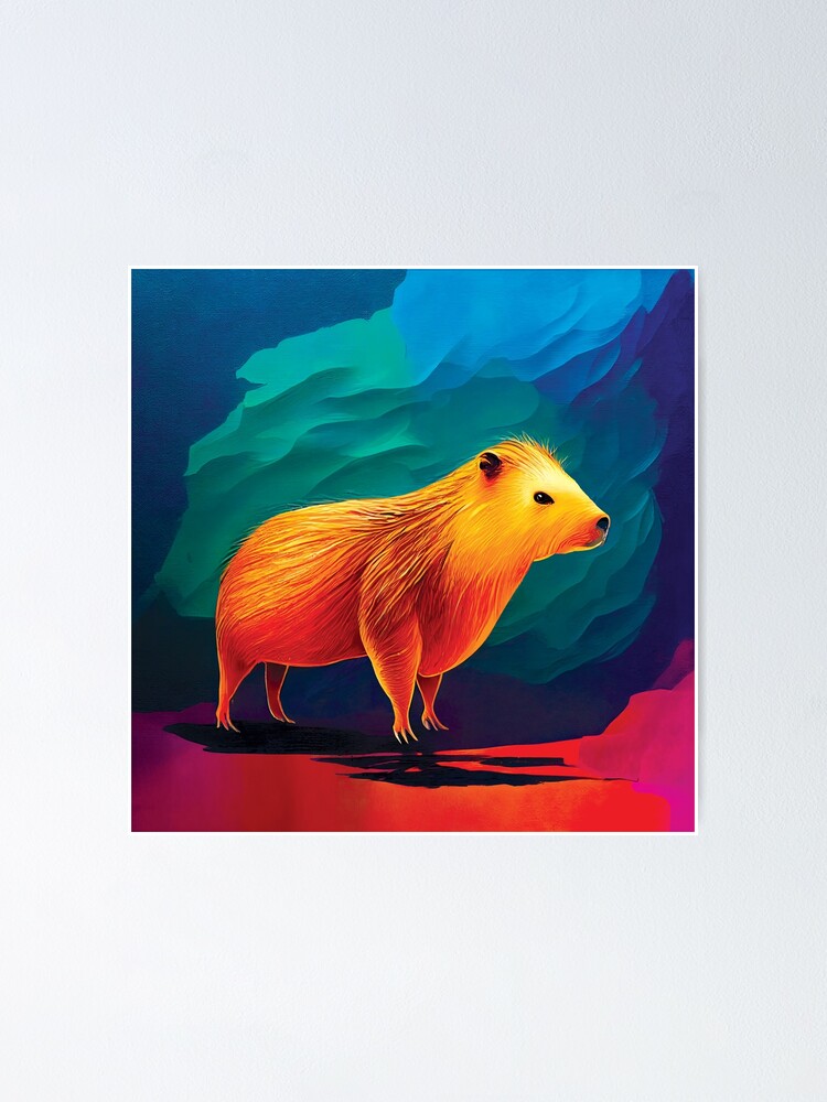 "Colourful capybara painting" Poster for Sale by Geminiartstudio ...